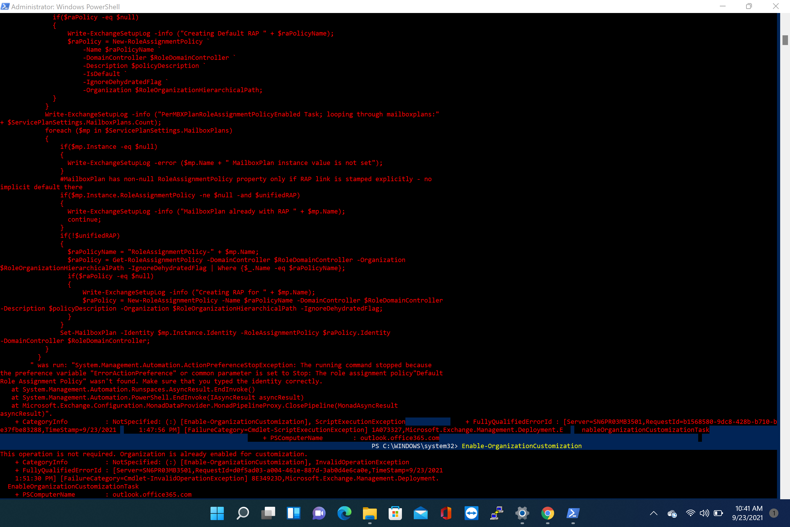Seldom Enable-OrganizationCustomization Issue | Microsoft Community Hub